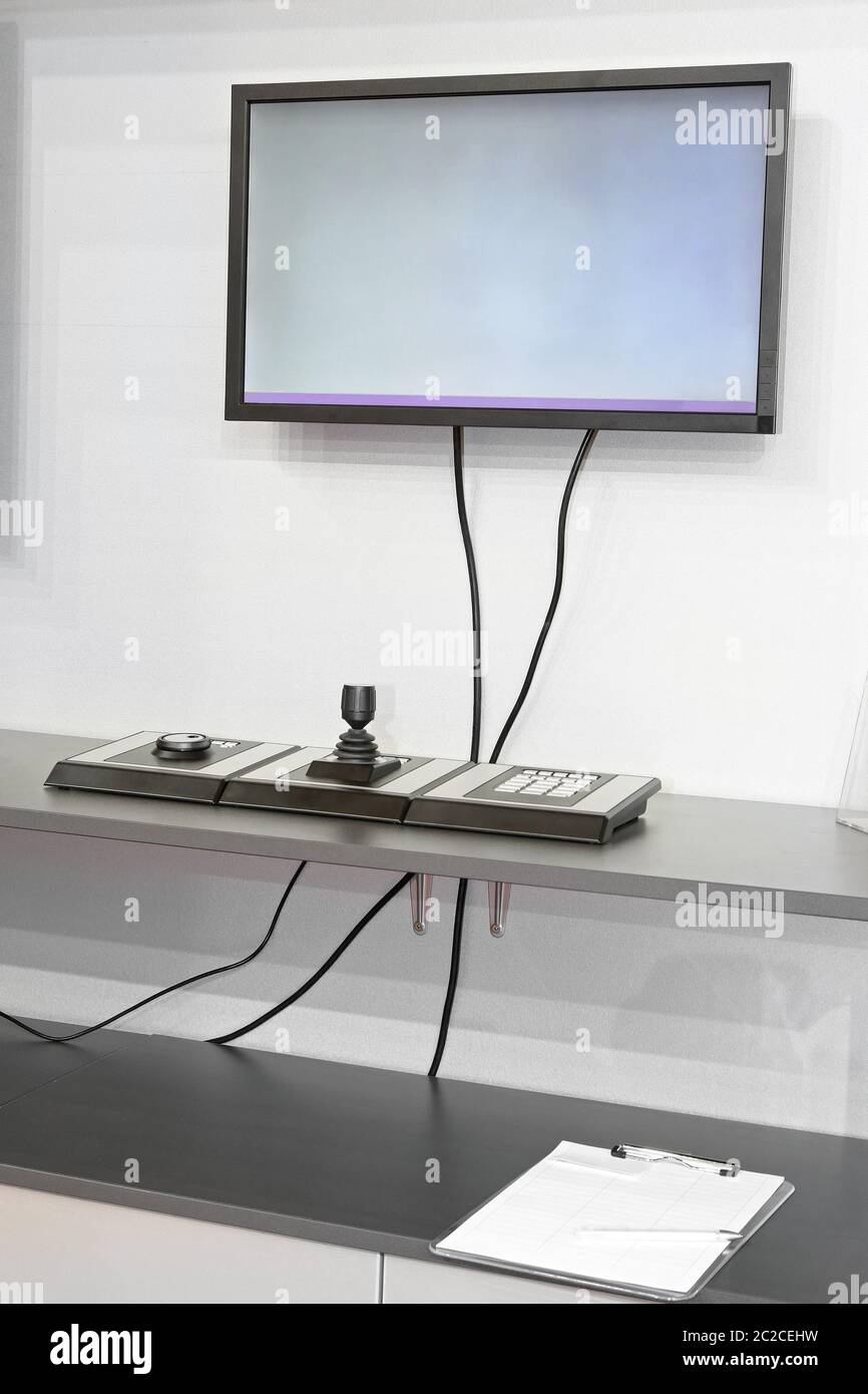 Security System For Video Surveillance Monitor and Joystick Stock Photo ...