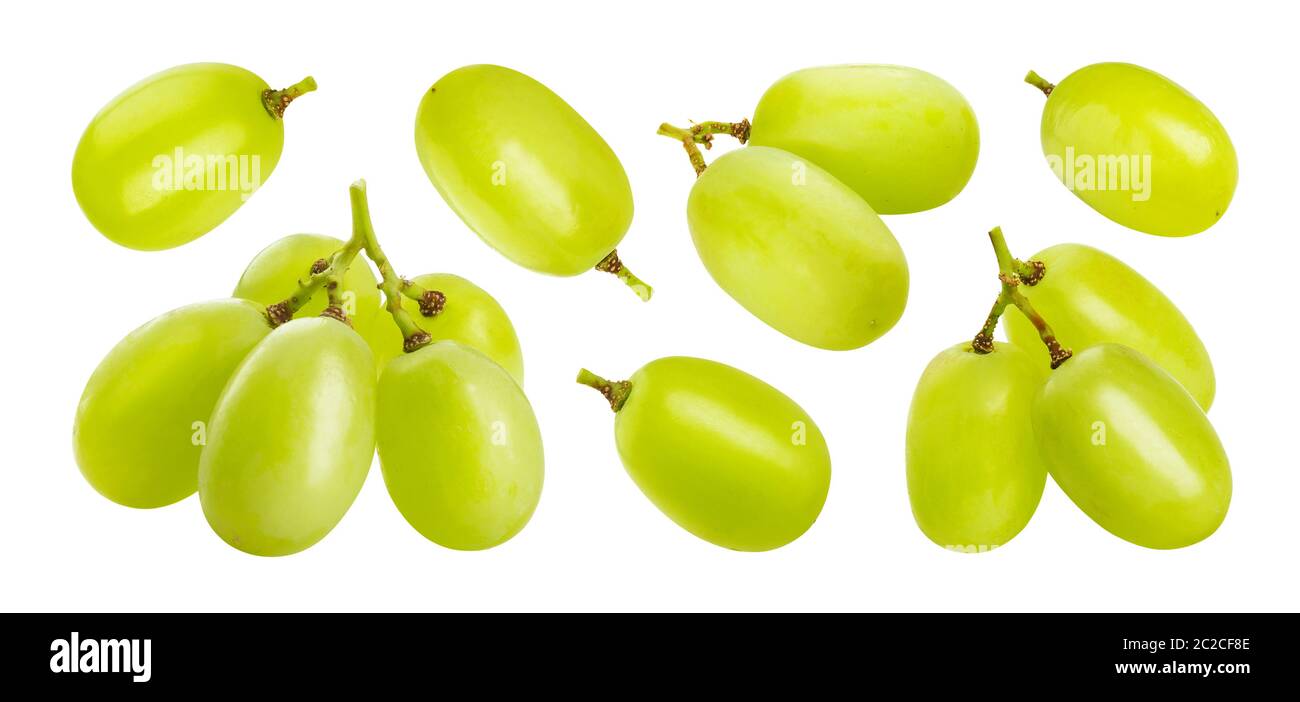 Green grape isolated on white background with clipping path Stock Photo ...