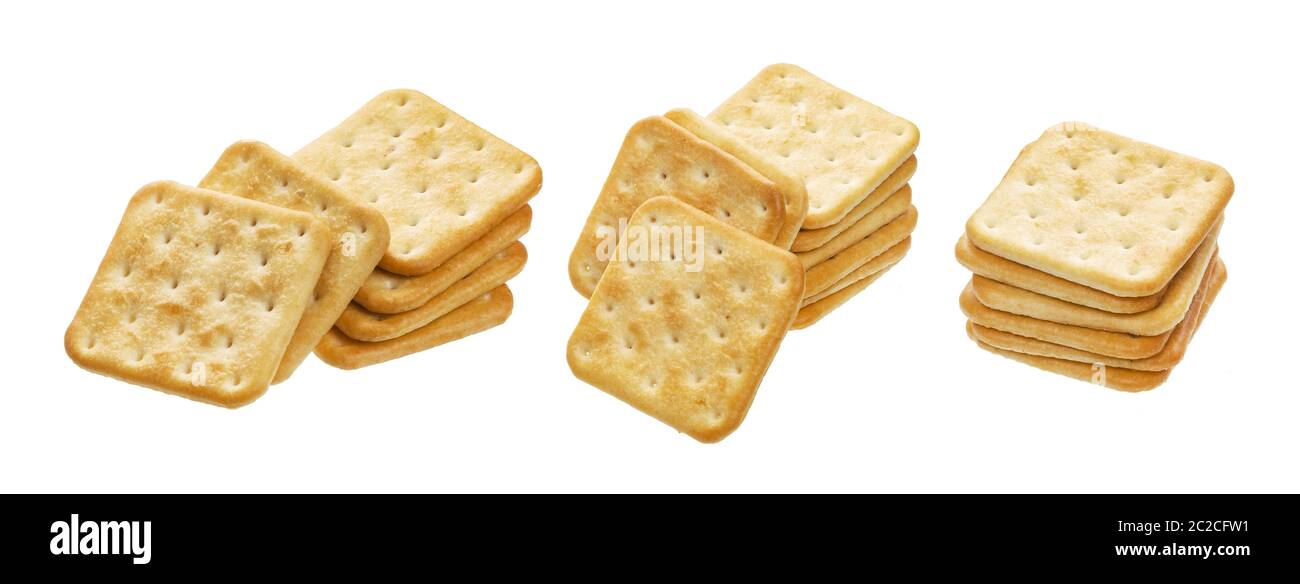 Stack of square crackers isolated on white background Stock Photo - Alamy