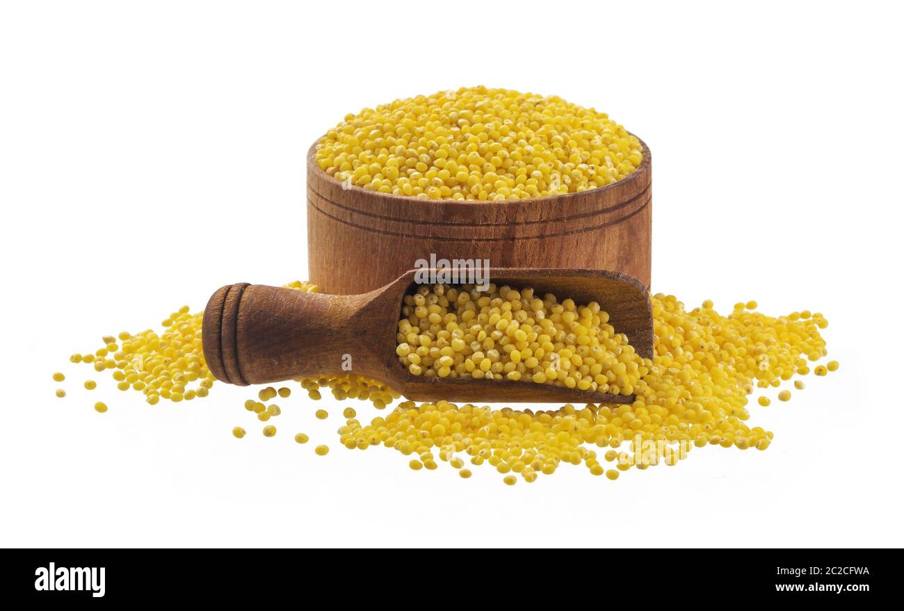 Millet seeds isolated on white background Stock Photo - Alamy