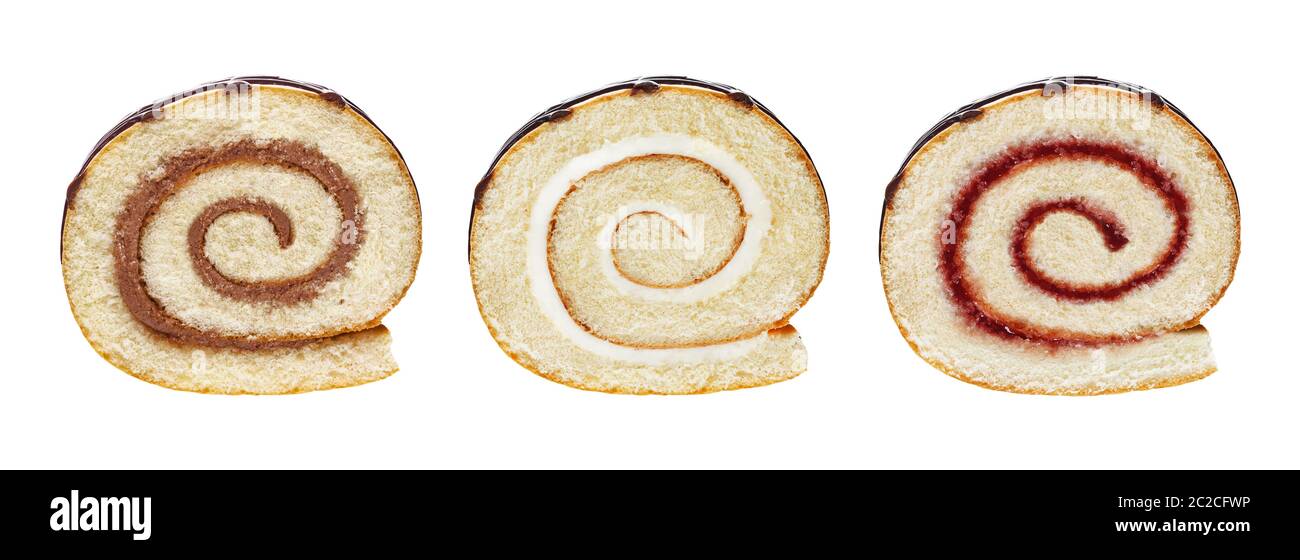 Different swiss rolls collection isolated on white background Stock ...