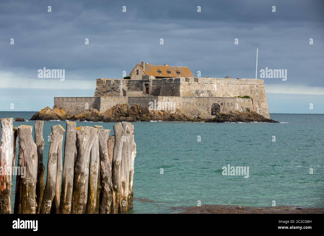 View of the Fort National in Saint Malo a tidal island in the English ...
