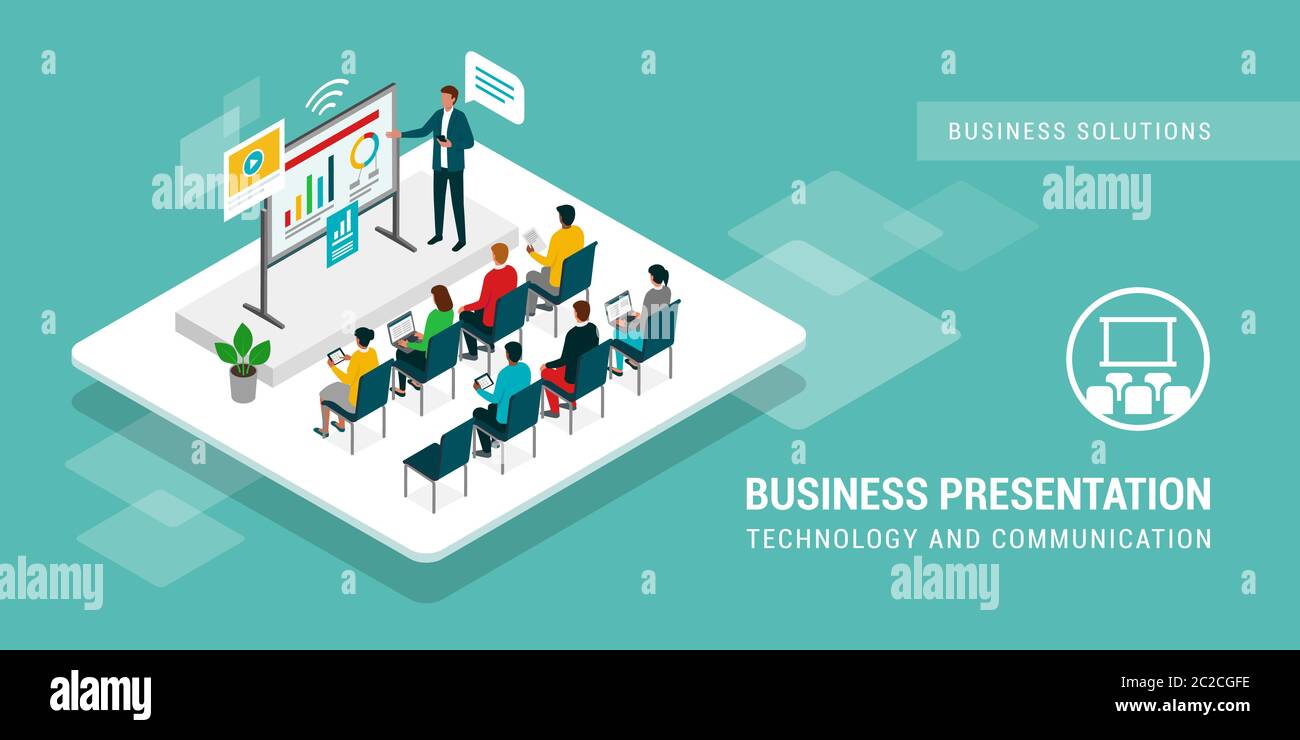 Business people attending a seminar in the conference room, the ...