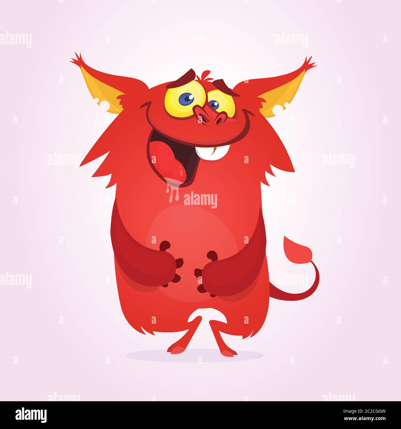 Scared cartoon funny monster with big ears. Clipart illustration Stock ...