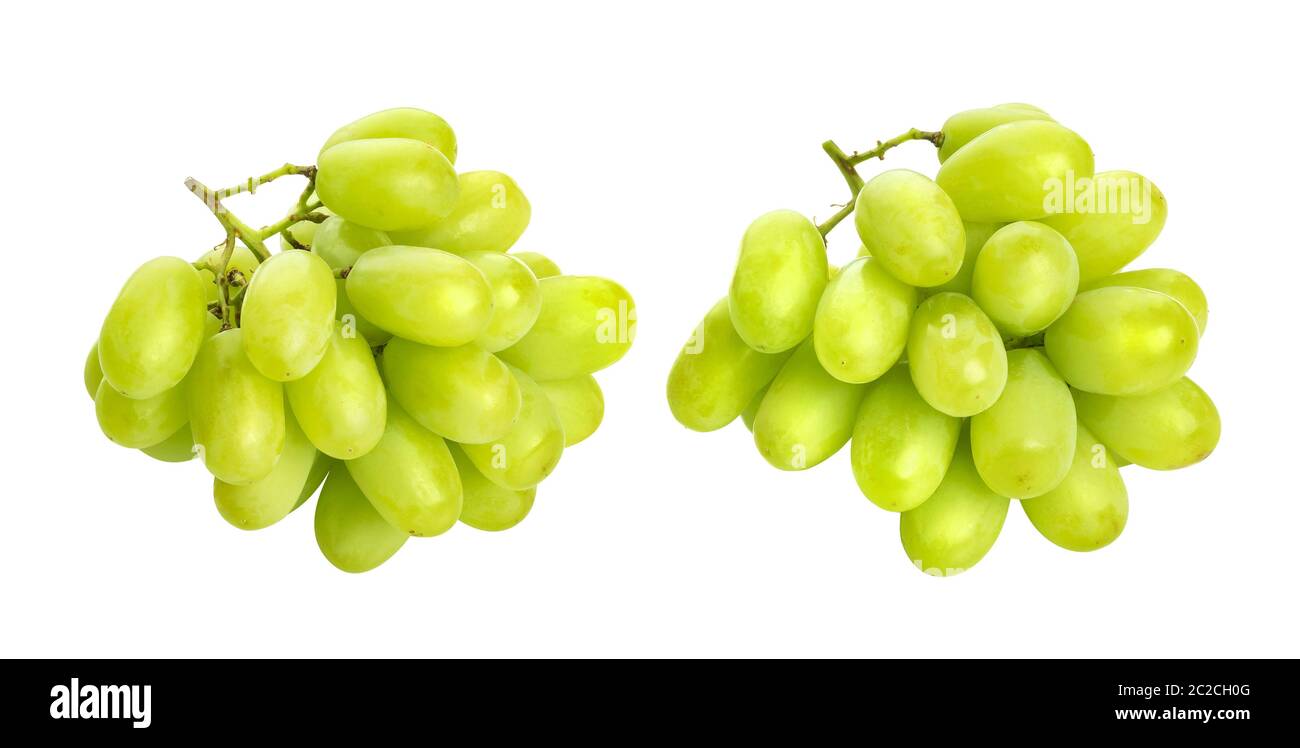Green grape bunch isolated on white background Stock Photo - Alamy