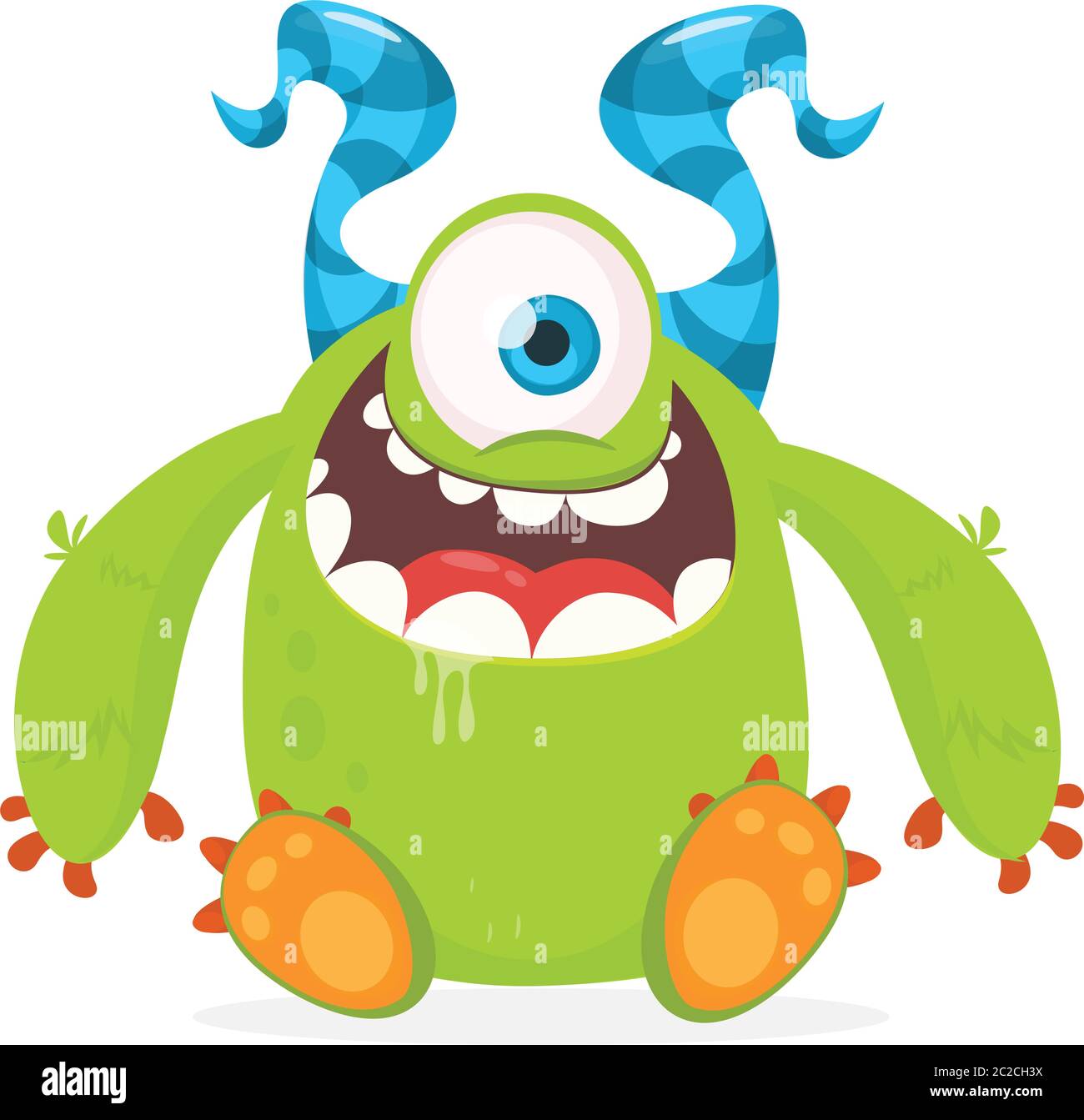 Vector cute caroon alien with one eye. Halloween monster character ...