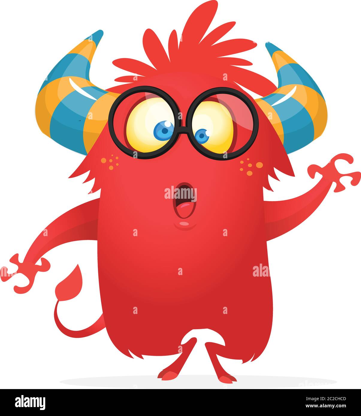 Hungry cartoon monster excited. Vector illustration Stock Vector Image ...