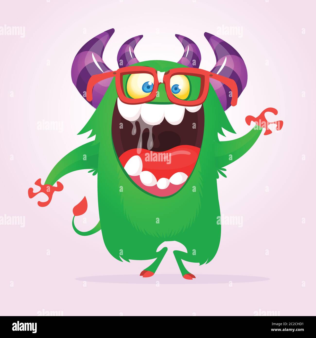 Happy horned monster singing. Halloween vector illustration Stock ...