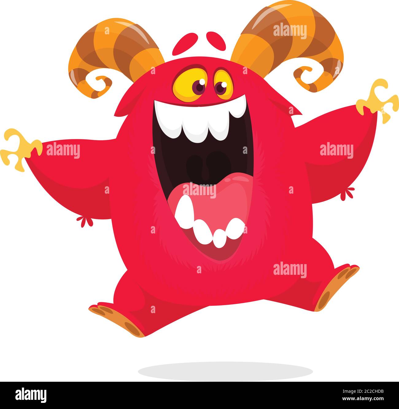 Jumping tiny monster character. Cartoon vector illustration for ...