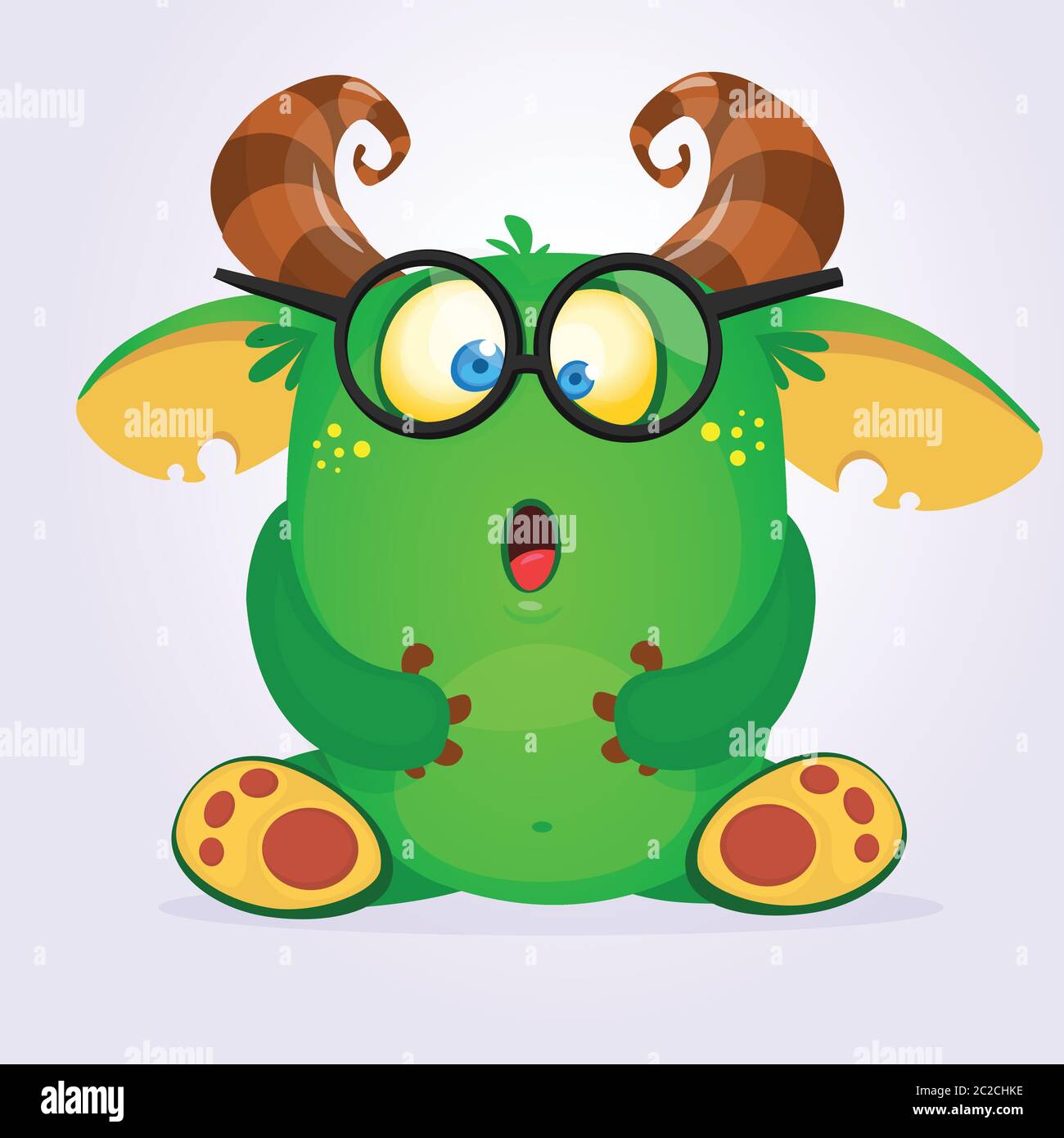 Happy horned monster singing. Halloween vector illustration Stock ...