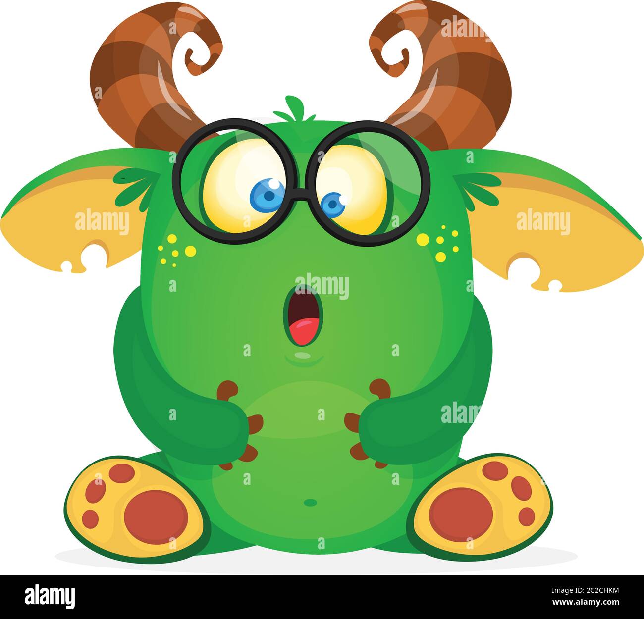 Happy horned monster singing. Halloween vector illustration Stock ...