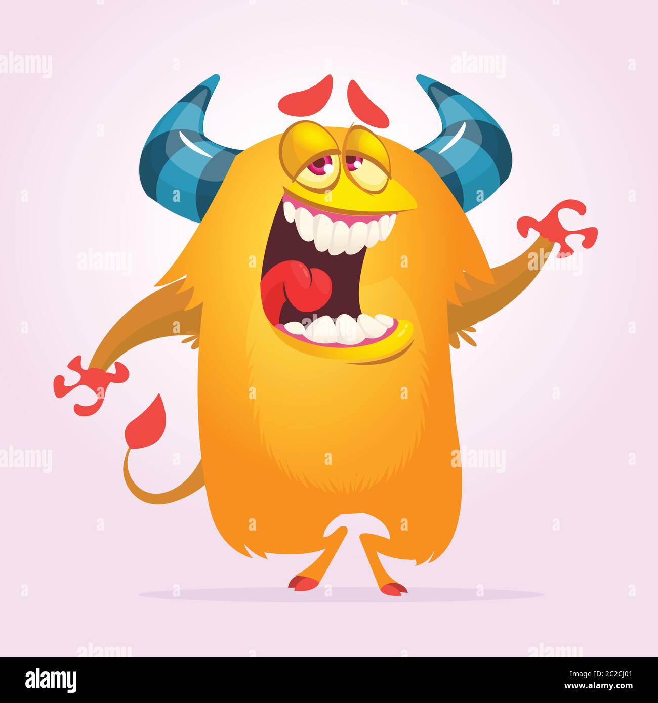 Happy cute cartoon monster singing or talking. Vector illustration ...