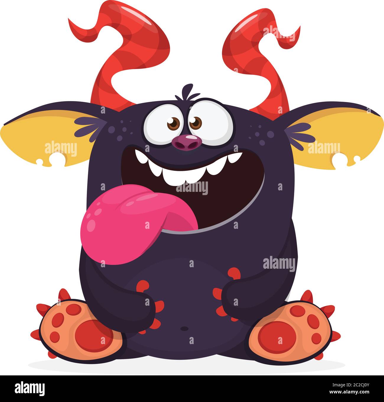 Silly cartoon monster making faces. Illustration for print, party or ...