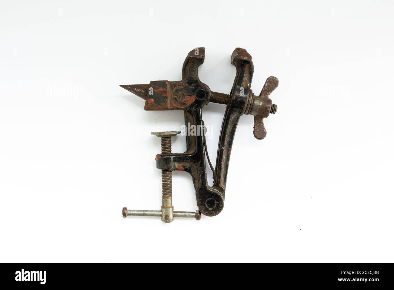 vintage vise on white background Stock Photo - Alamy