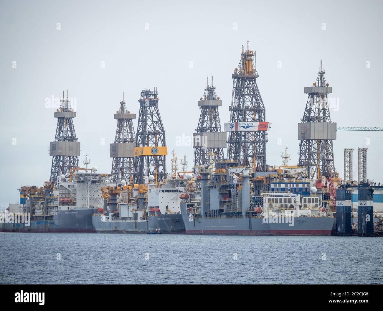Drill ships owned by Valaris in Las Palmas port on Gran Canaria, Canary ...