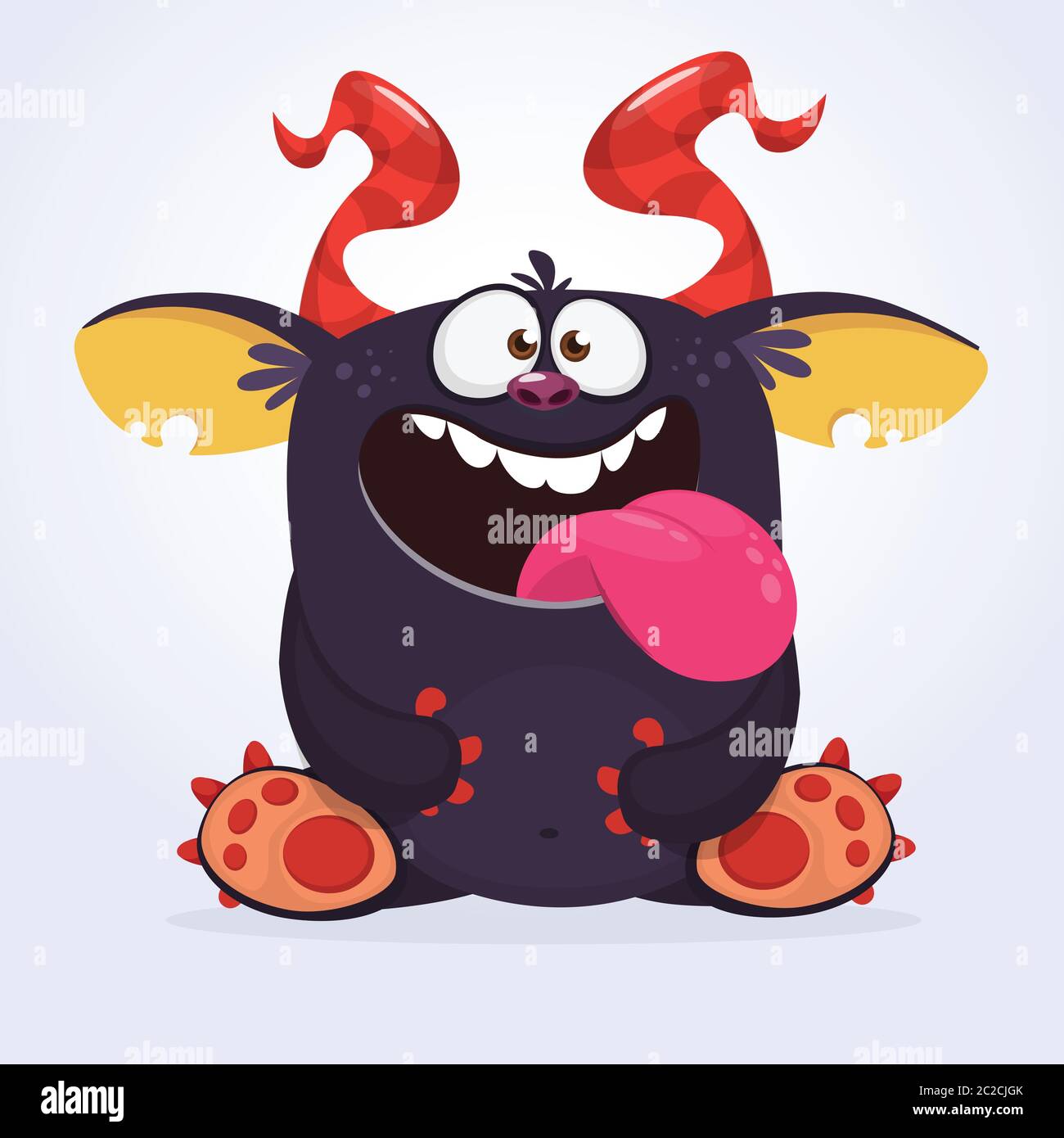 Cartoon monster with long tongue. Vector illustration clipart Stock ...