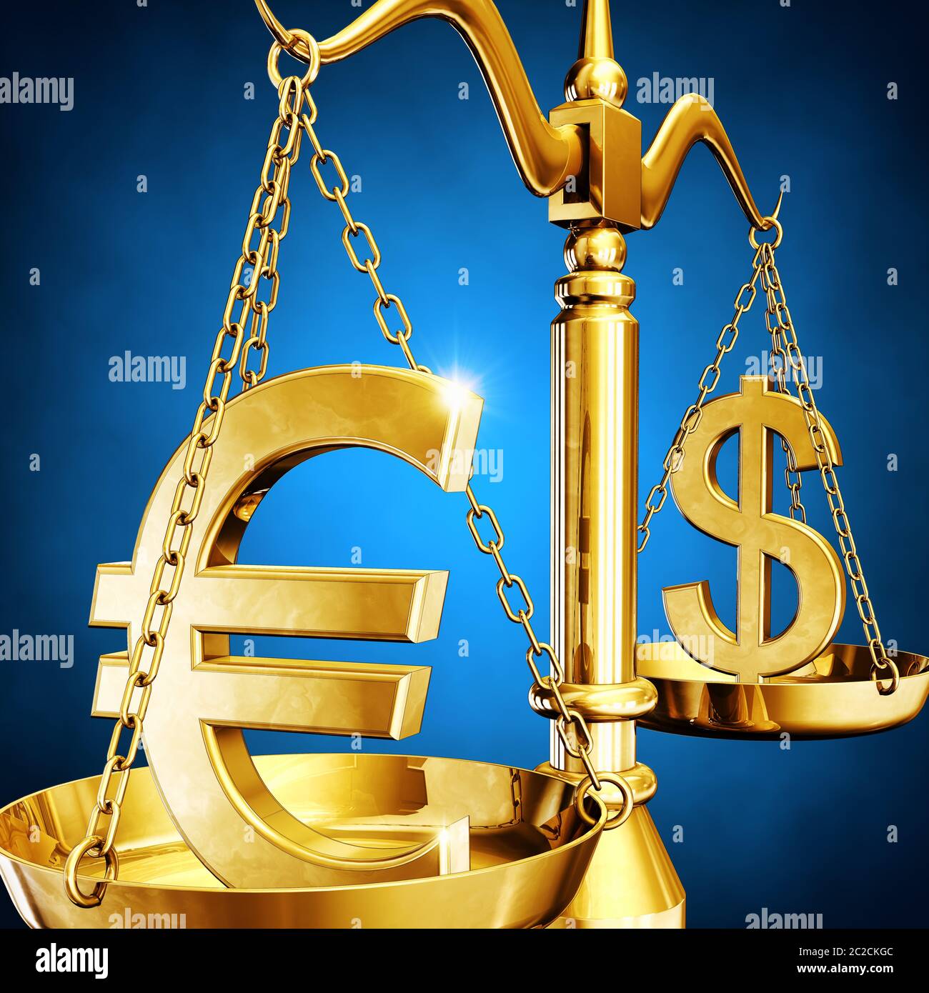 3D rendering of a scale with a dollar and a euro symbol Stock Photo - Alamy