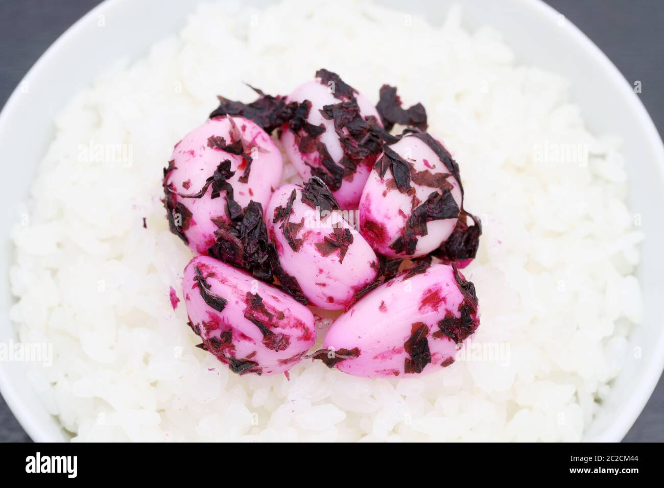 Japanes food, Shiso pickled garlic with cooked white rice Stock Photo ...