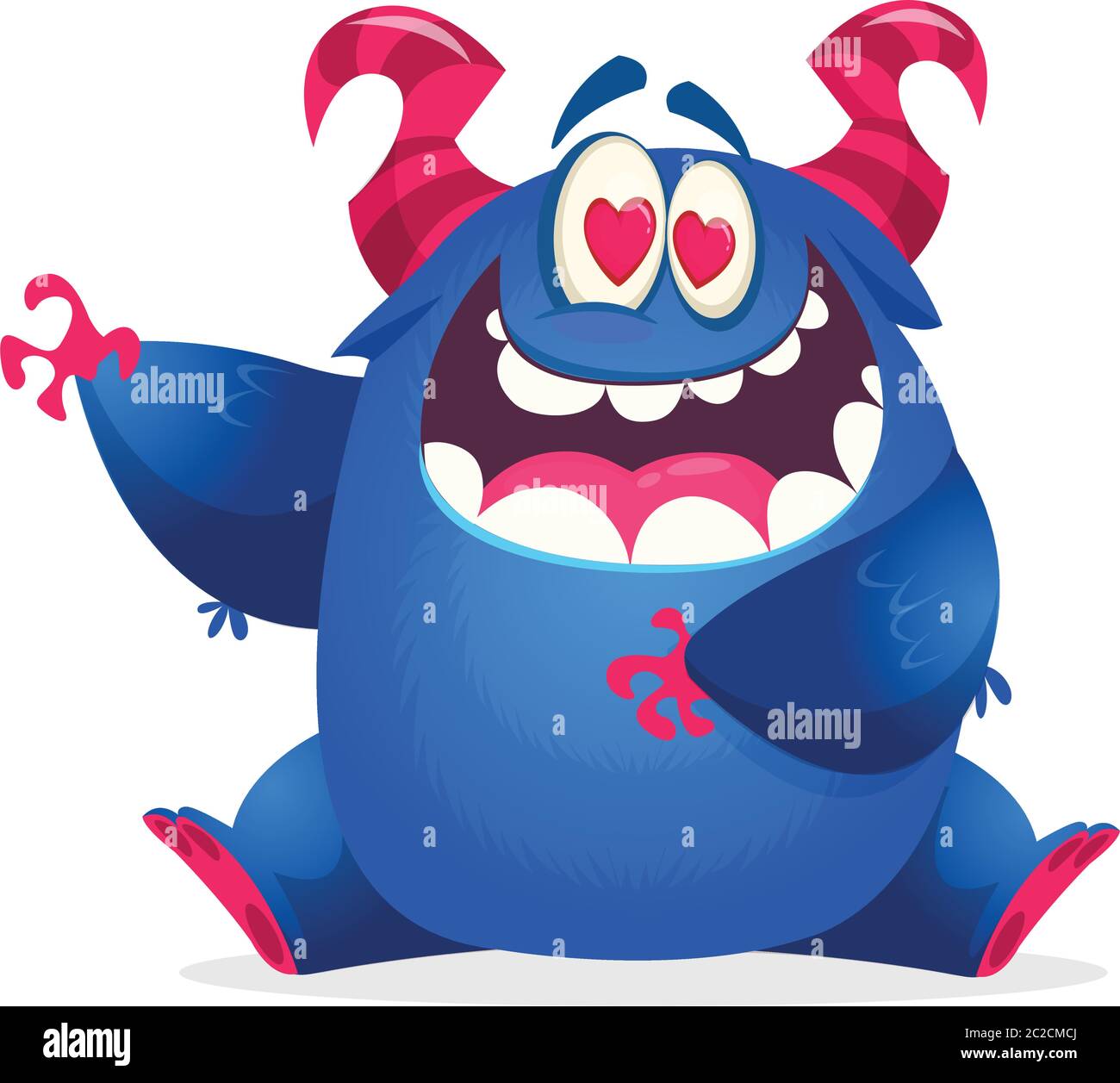 Carton monster with heart shaped eyes. St Valentine's monster cupid ...