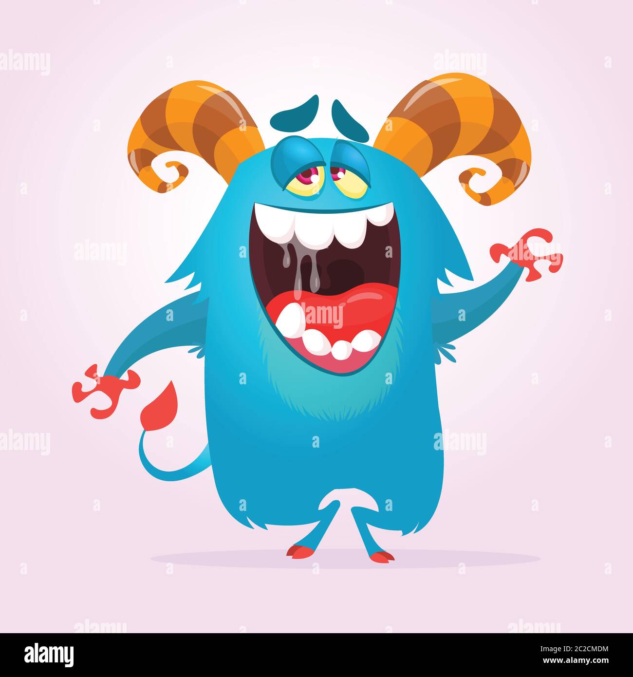 Happy horned monster singing. Halloween vector illustration Stock ...