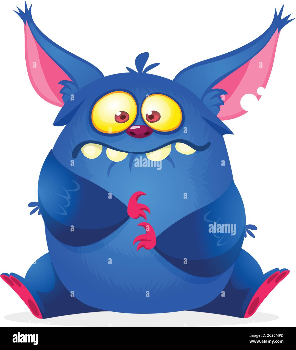 Grumpy and sad cartoon monster character. Halloween illustration Stock ...