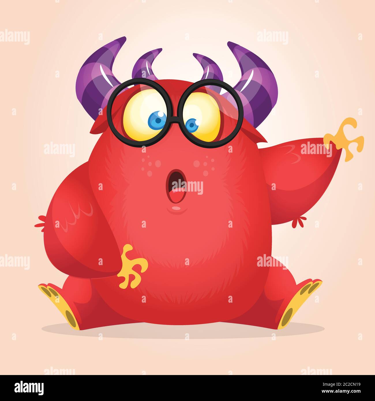 Excited happy monster wearing eyeglasses and waving Stock Vector Image ...
