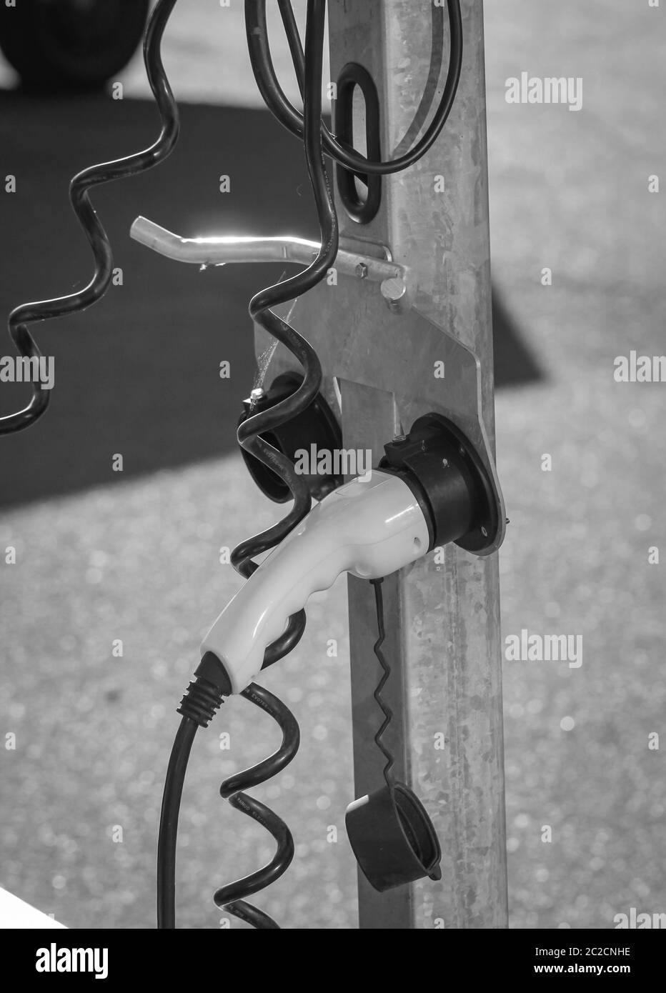 Electric fuel charge station Black and White Stock Photos & Images - Alamy