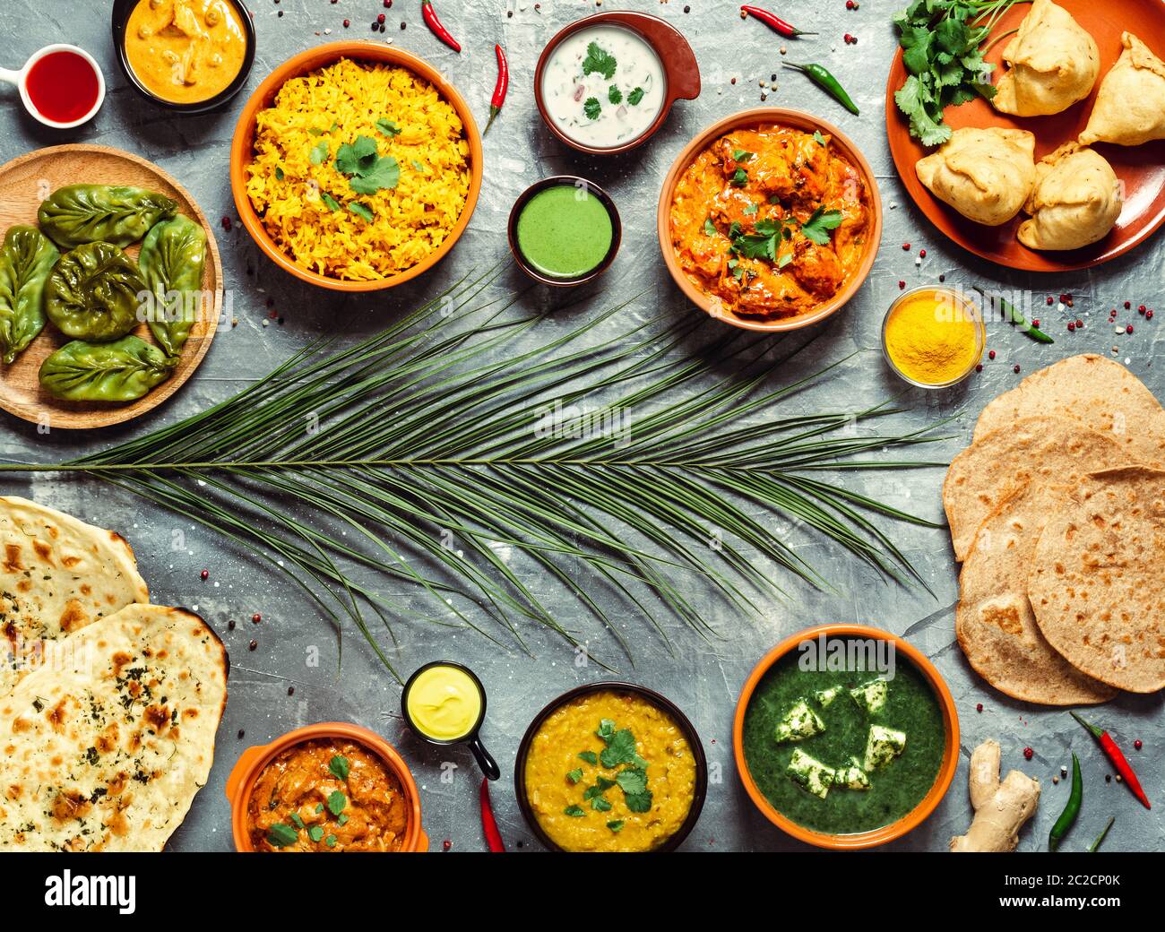 Indian food and indian cuisine dishes, copy space Stock Photo - Alamy