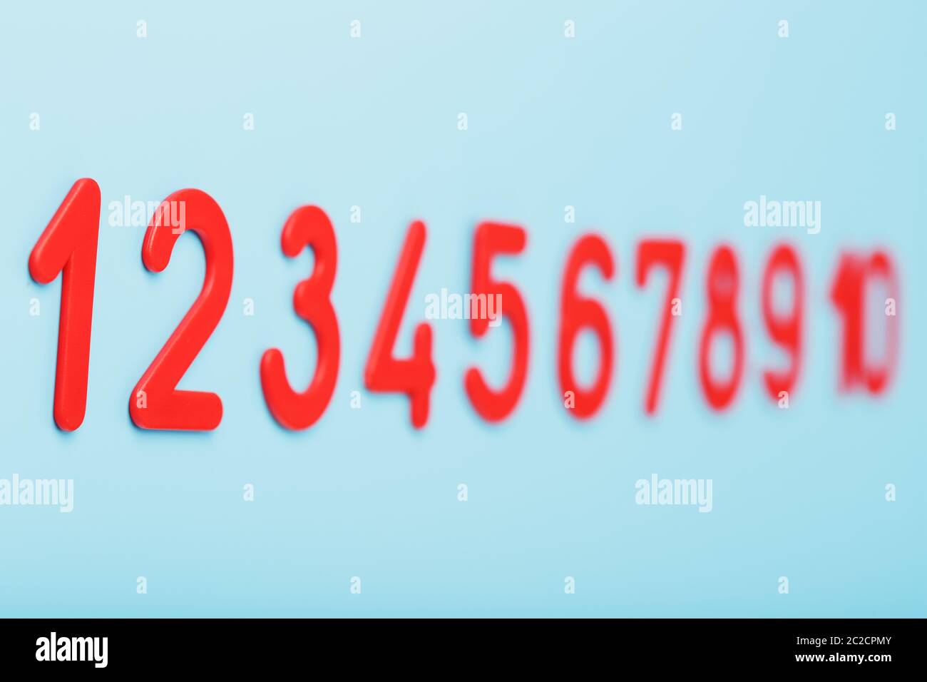 Red numbers on a blue background in a row from one to ten Stock Photo ...