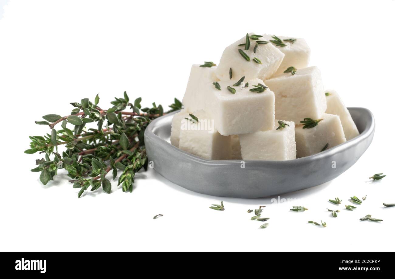 diced soft cheese isolated Stock Photo - Alamy