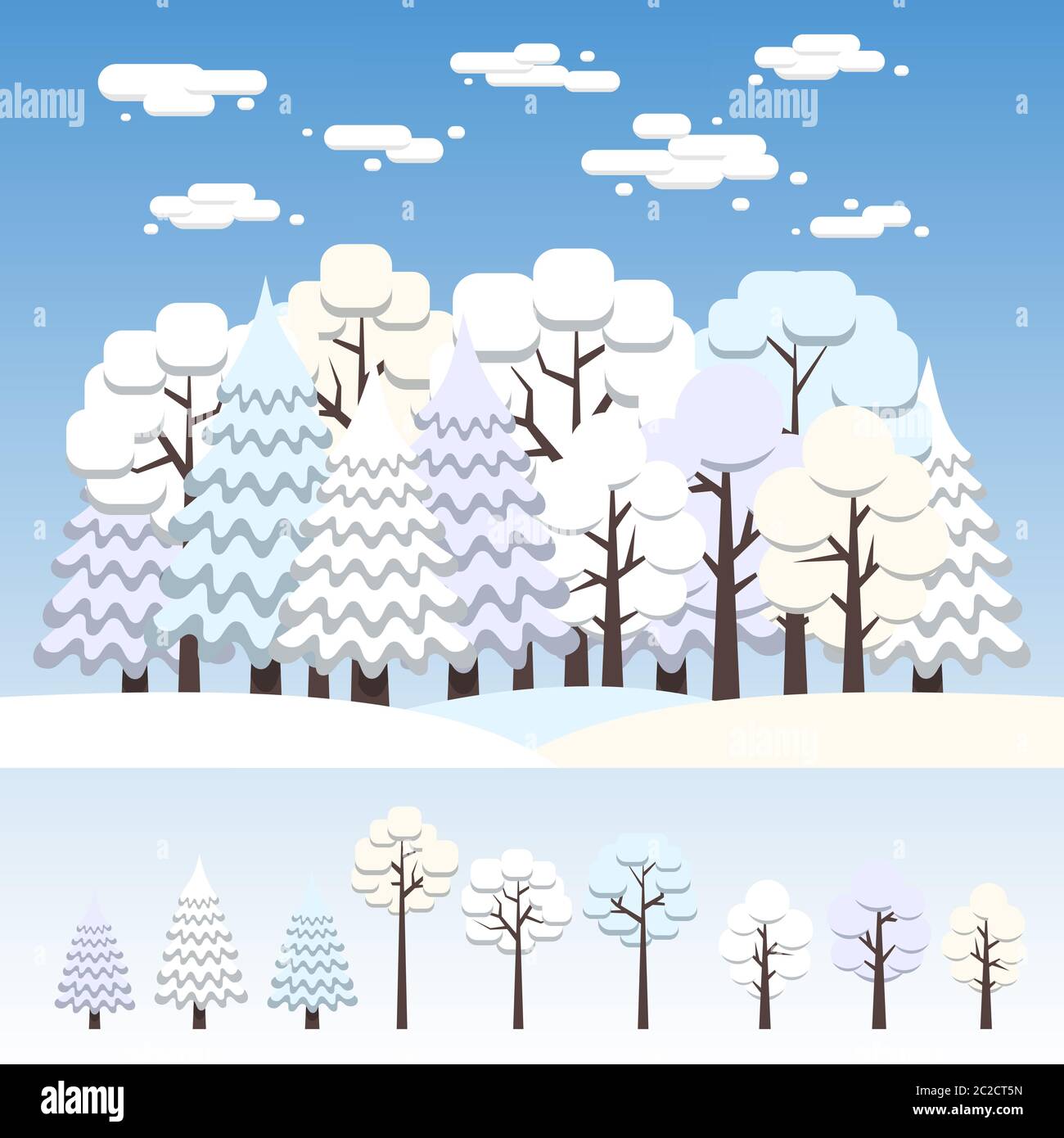 Winter snow tree landscape Stock Vector Images - Alamy