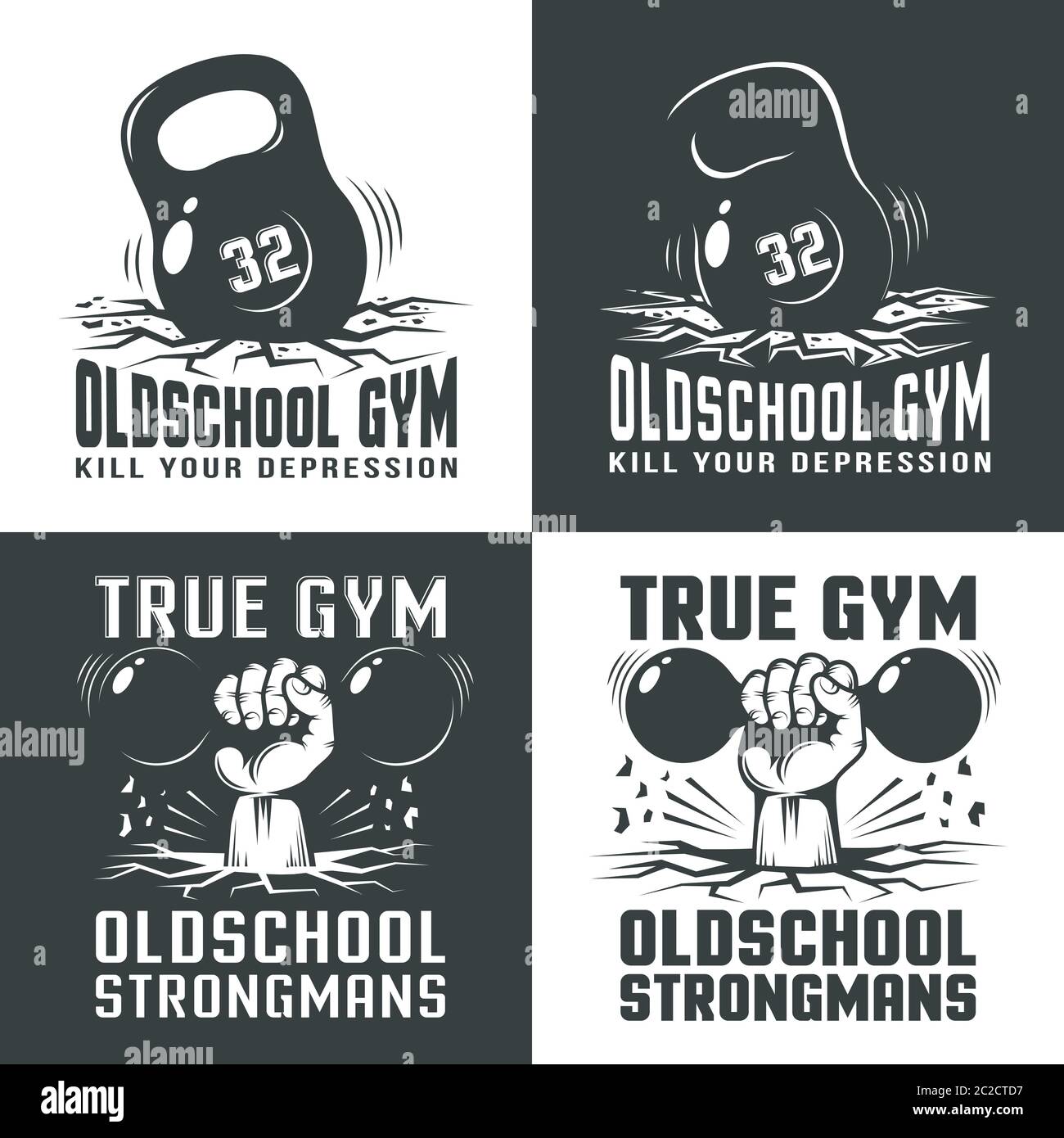 Gym old-school logos Stock Vector Image & Art - Alamy
