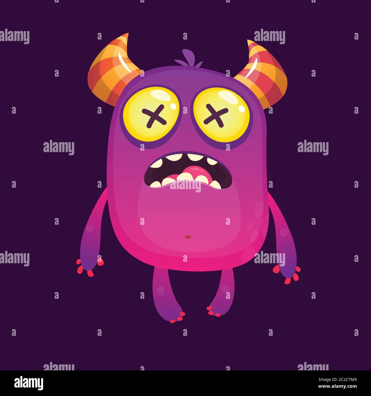 Funny cartoon monster with angry expression. Vector illustration Stock ...