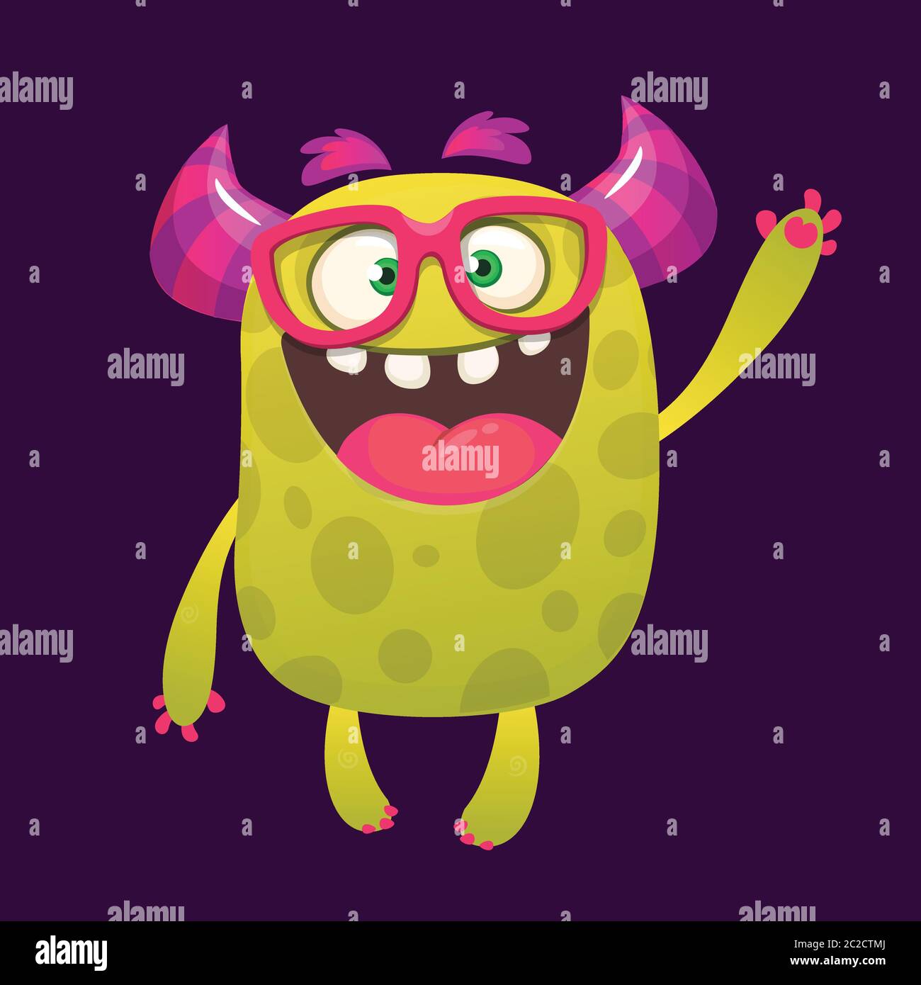 Funny cartoon monster with eyeglasses. Halloween illustration of cool ...