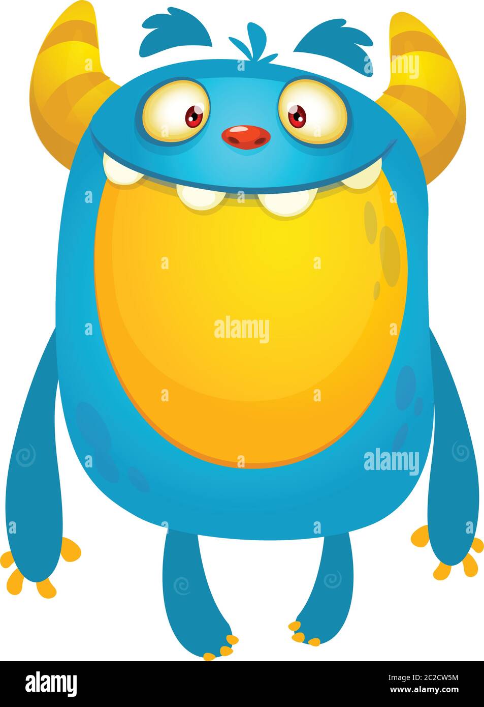 Cartoon furry monster. Halloween vector illustration of excited monster ...