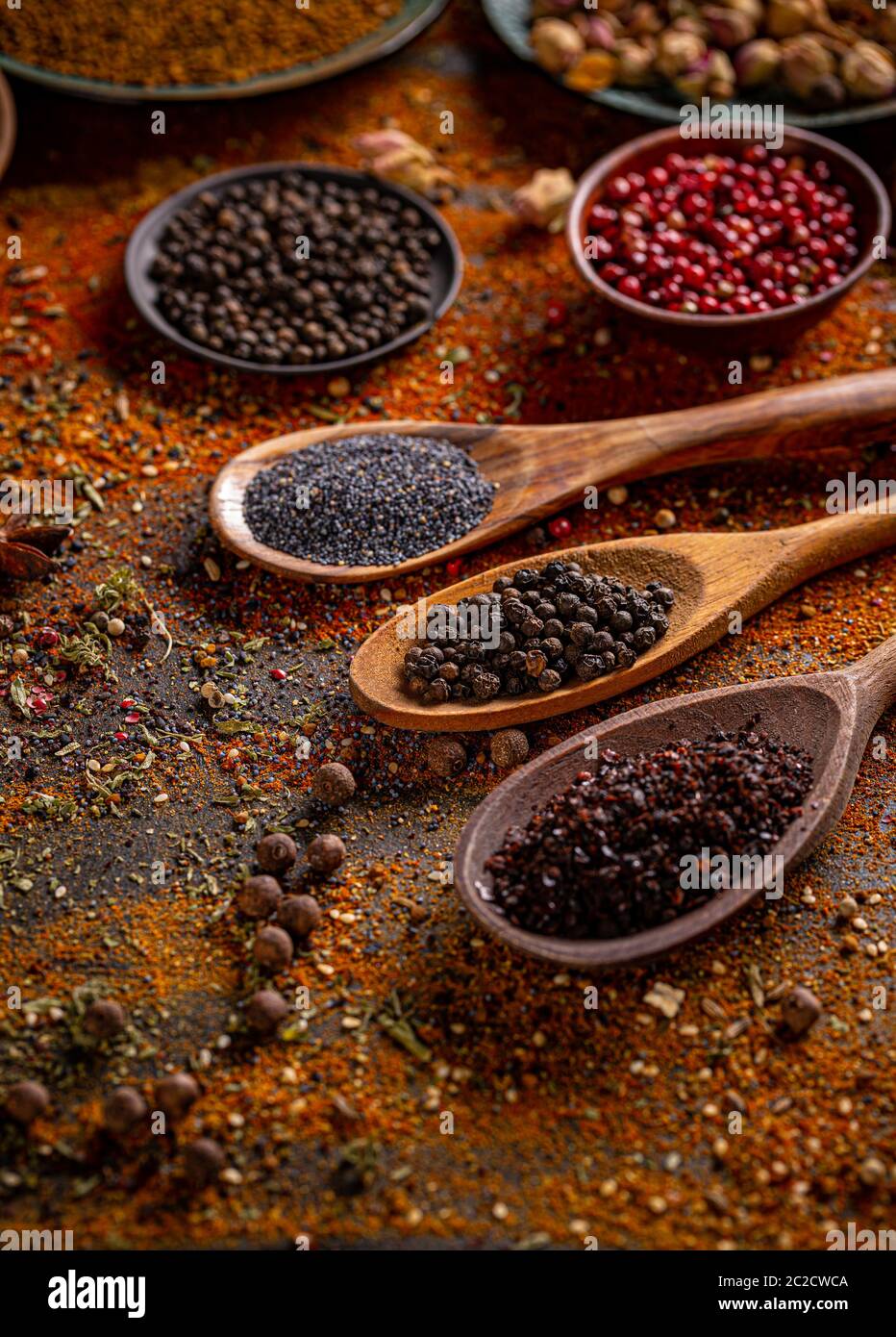 Various spices seeds peppercorn hi-res stock photography and images - Alamy