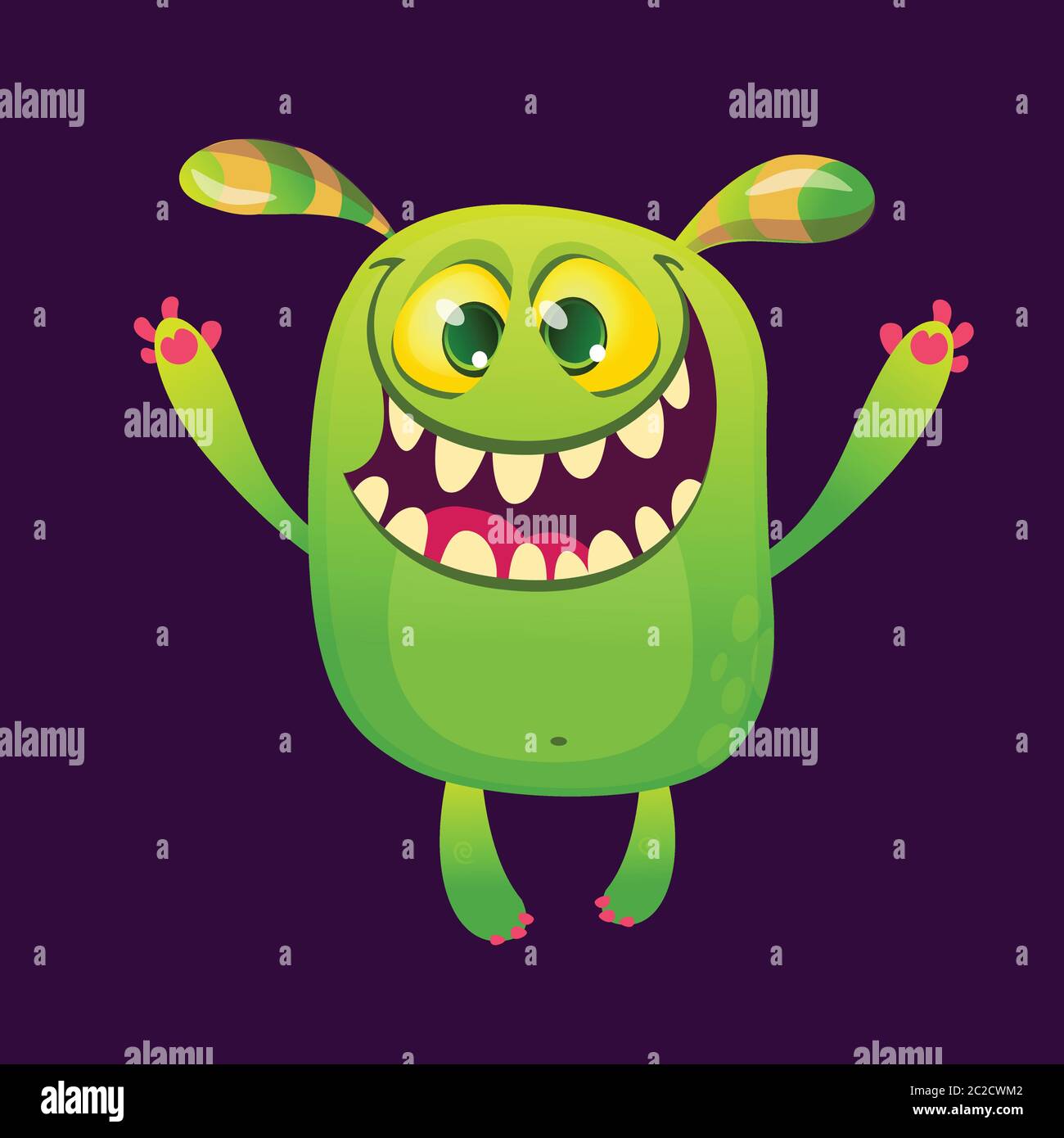 Funny horned monster laughing. Halloween vector illustration Stock ...