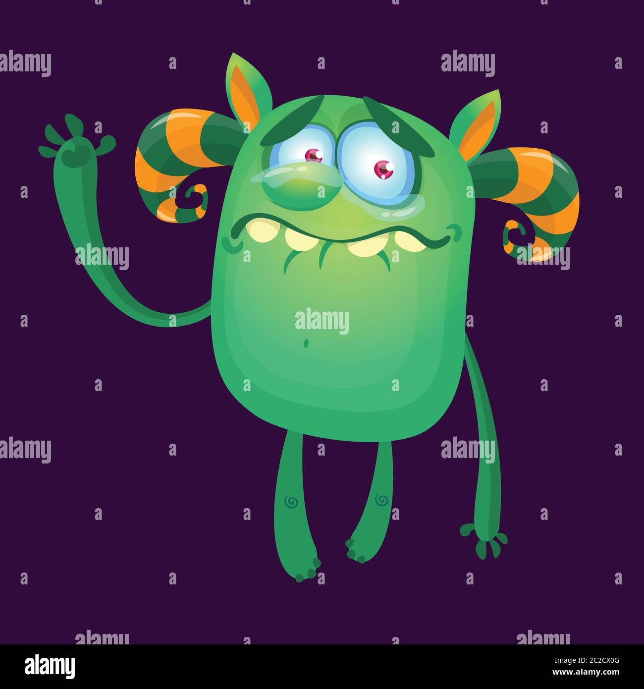 Cute cartoon monster. Vector furry monster character on tiny legs and ...