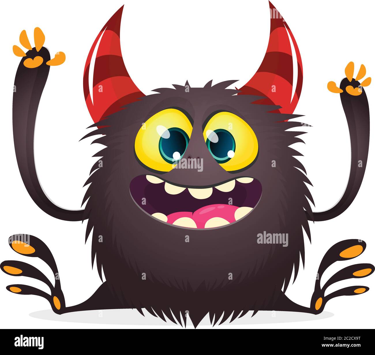 Funny cartoon monster. Funny excited monster illustration Stock Vector ...