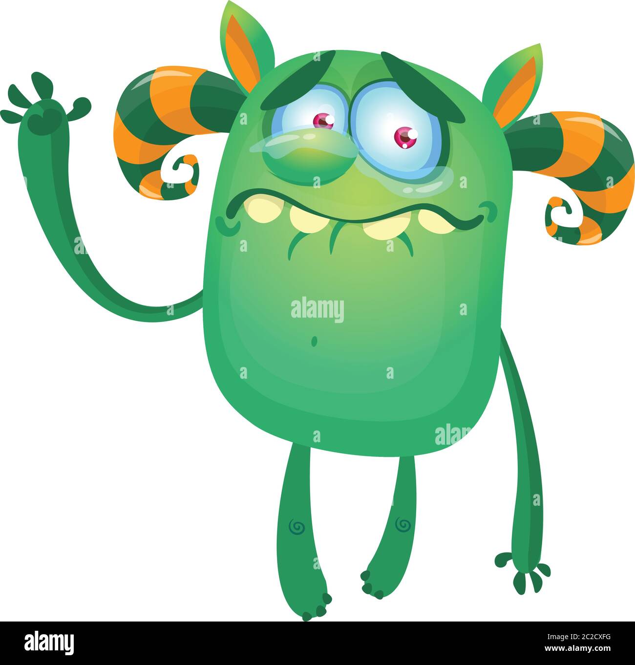 Cute cartoon monster with sad emotion. Vector Halloween illustration ...