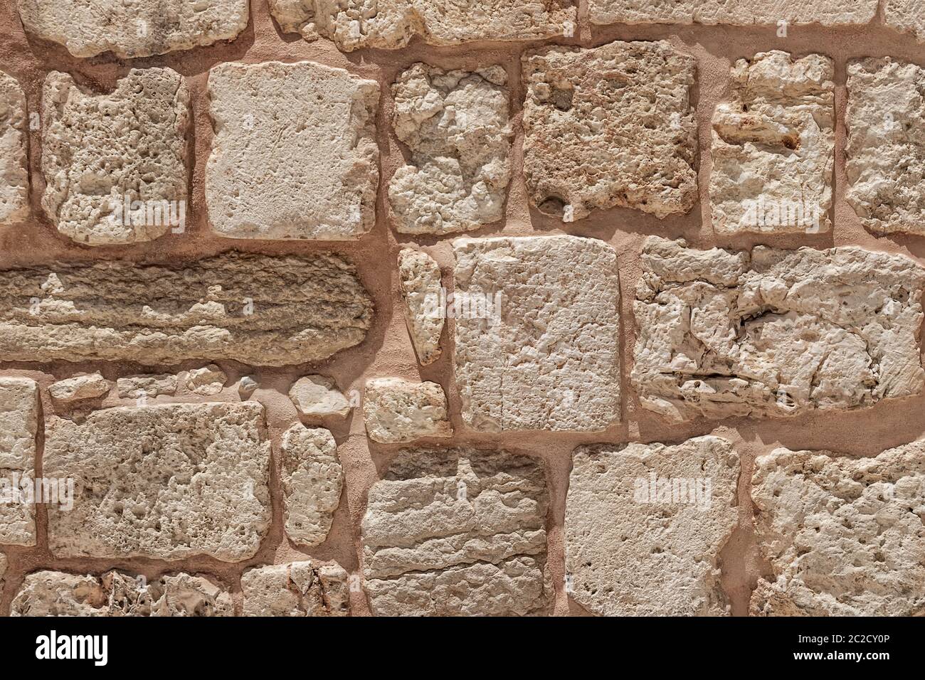 View of surface of the stone wall of the masonry of Jerusalem stones ...