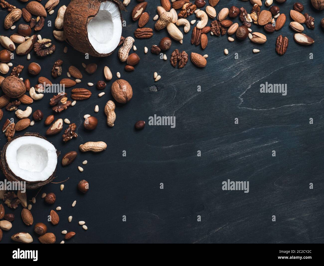 Background of mixed nuts with copy space Stock Photo - Alamy