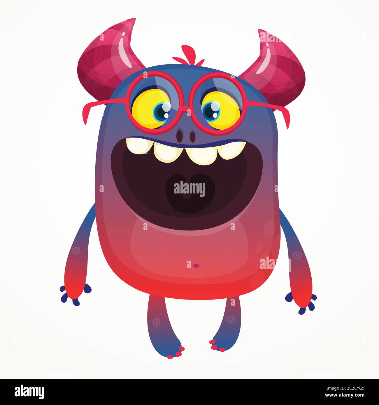 Cartoon monster wearing glasses. Vector troll or goblin or alien ...