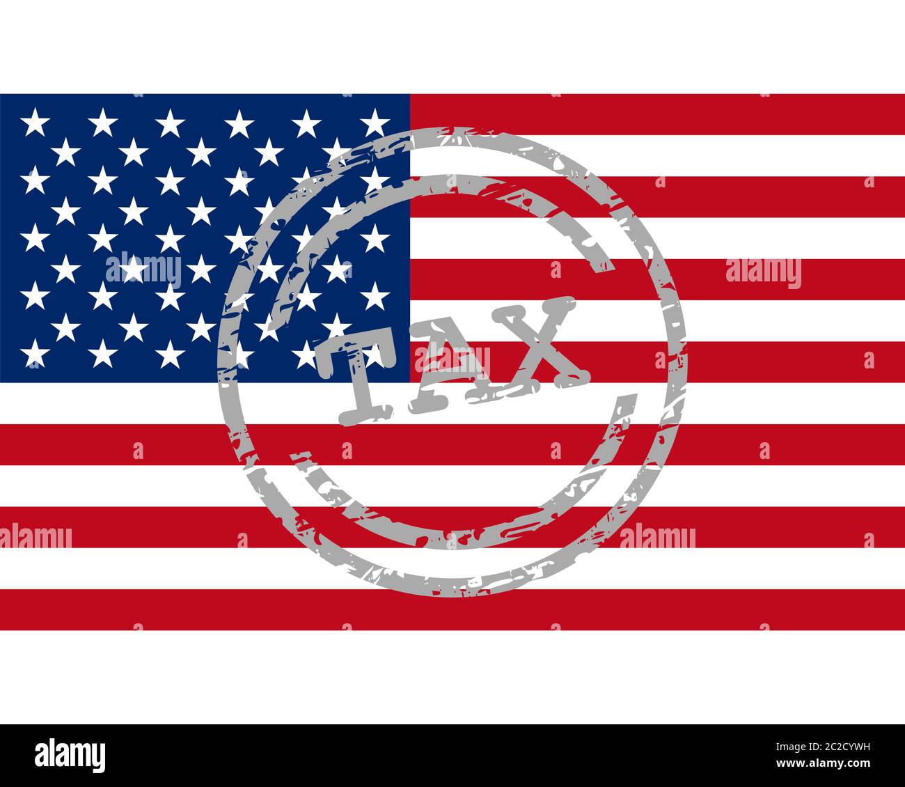 Tax stamp and flag of USA Stock Photo - Alamy