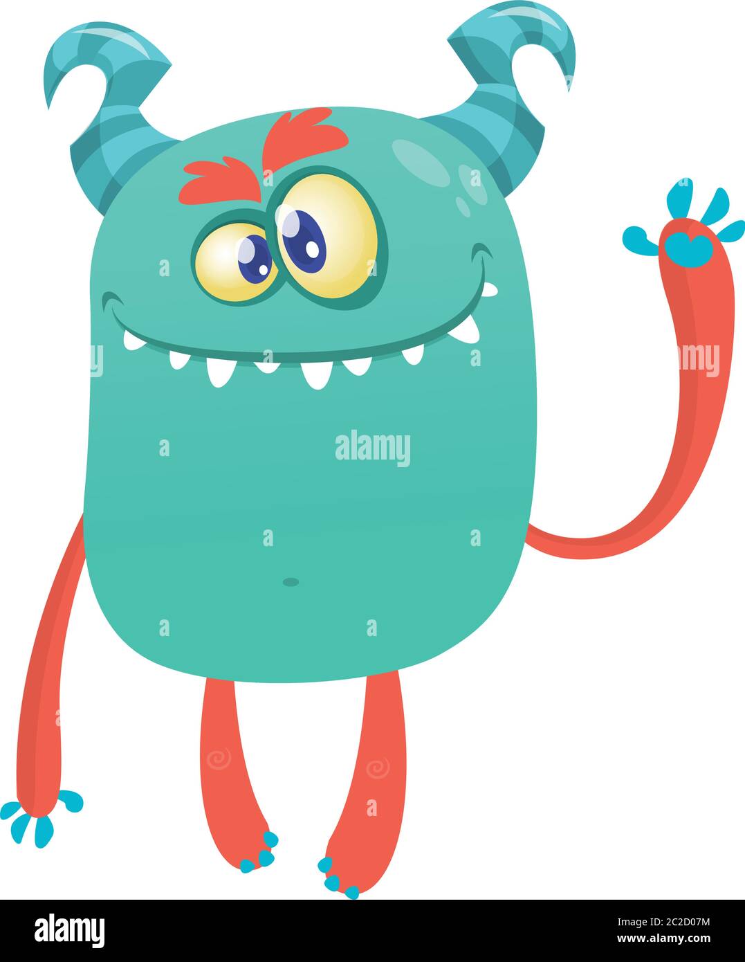 Happy cartoon monster. Vector illustration of excited monster character ...