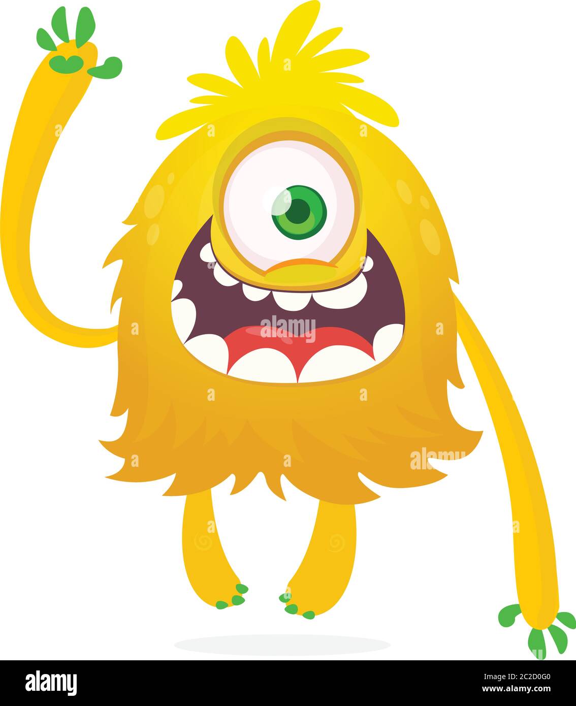 Cute cartoon monster with one eye. Smiling monster emotion with big ...