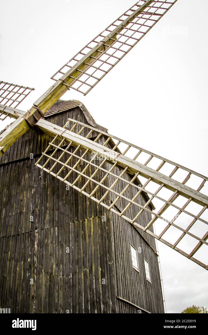 Pinwheel of an old German wooden windmill Stock Photo - Alamy