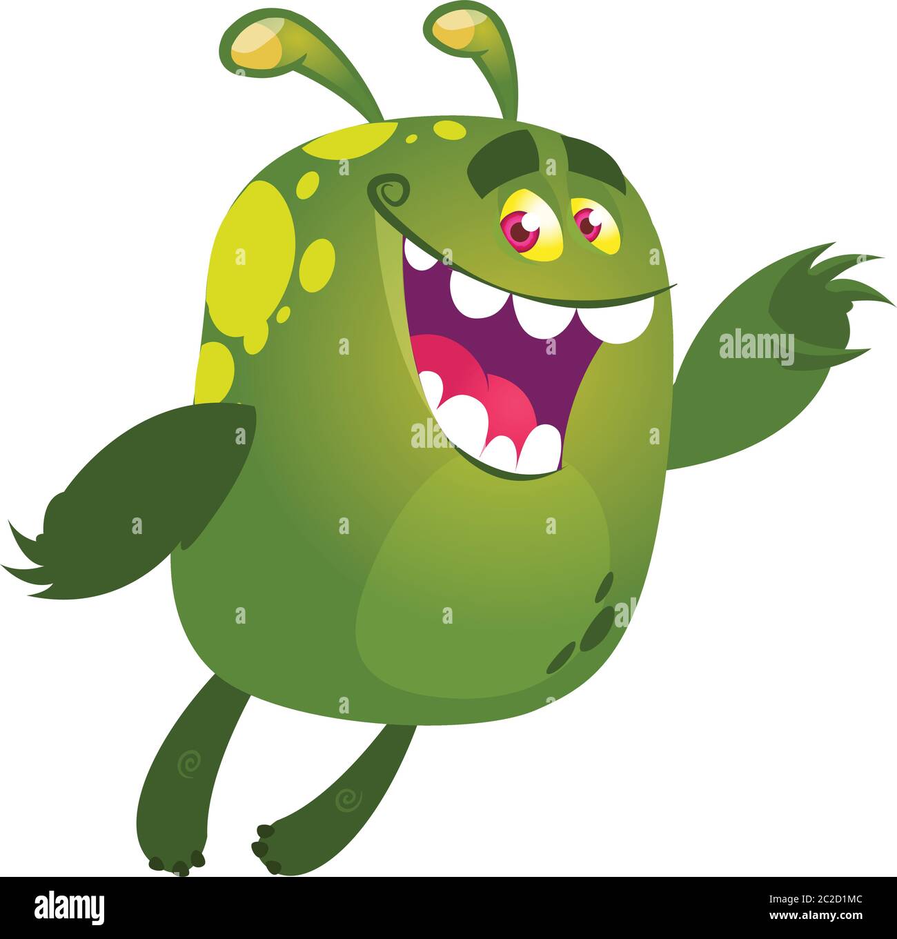 Cartoon flying monster. Halloween vector illustration of excited ...