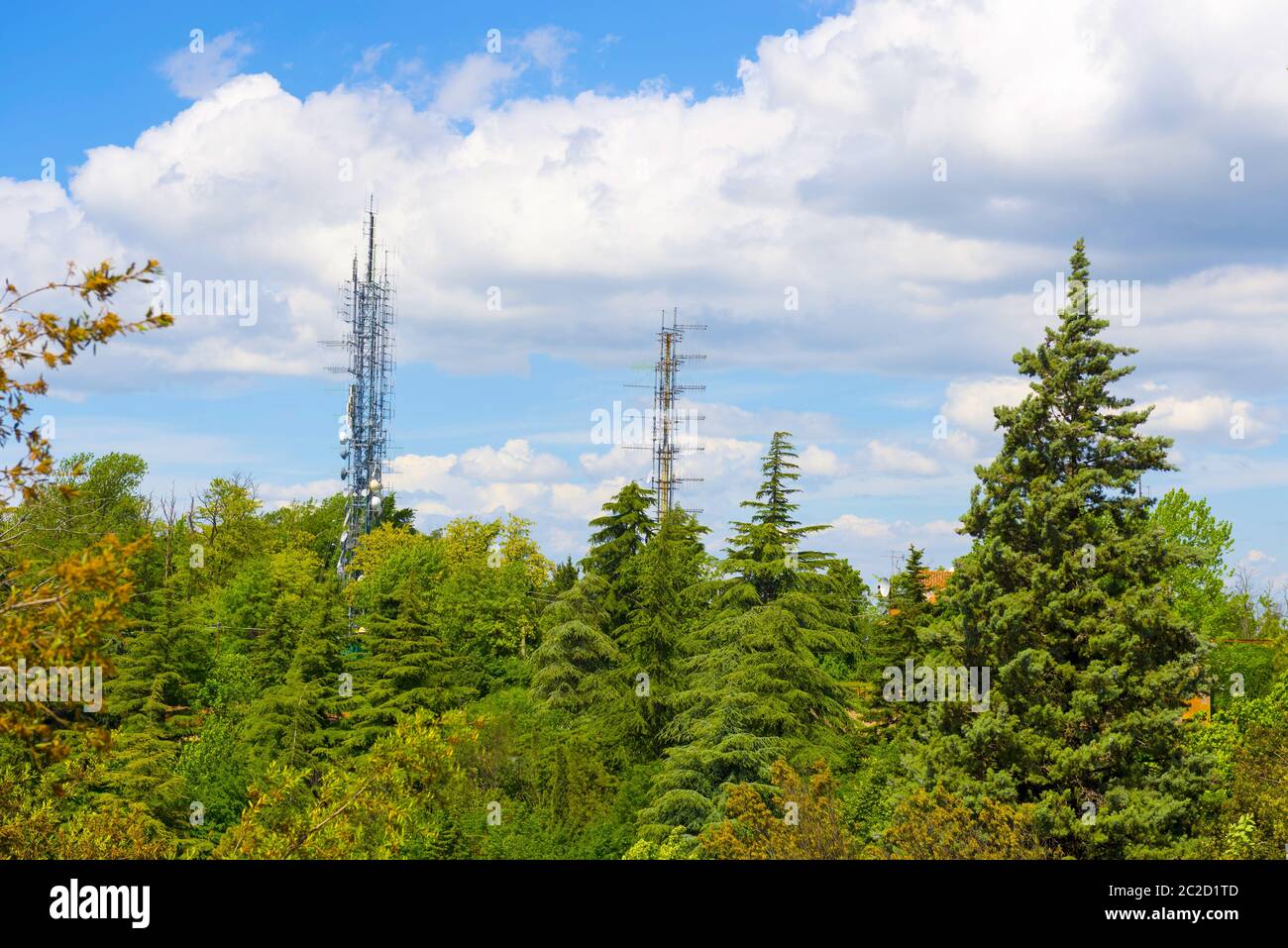Communications Tower in the Forest in Italy Stock Photo - Alamy