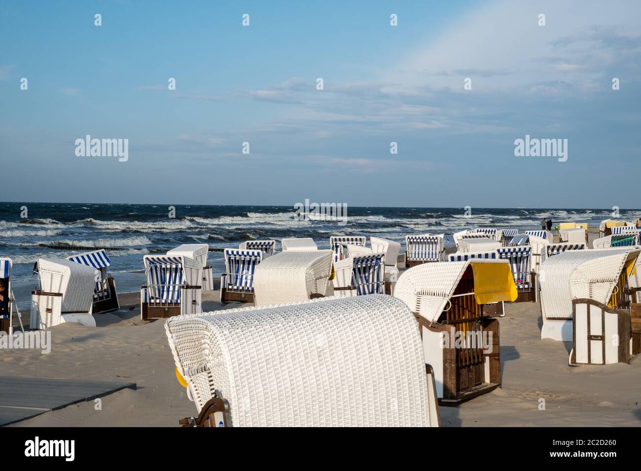 Beach chairs at the wonderful beach of Zempin on the island of Usedom ...